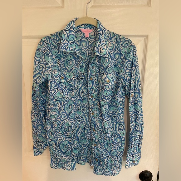 Lilly Pulitzer | Tops | Lilly Pulitzer Long Sleeve Collared Shirt ...